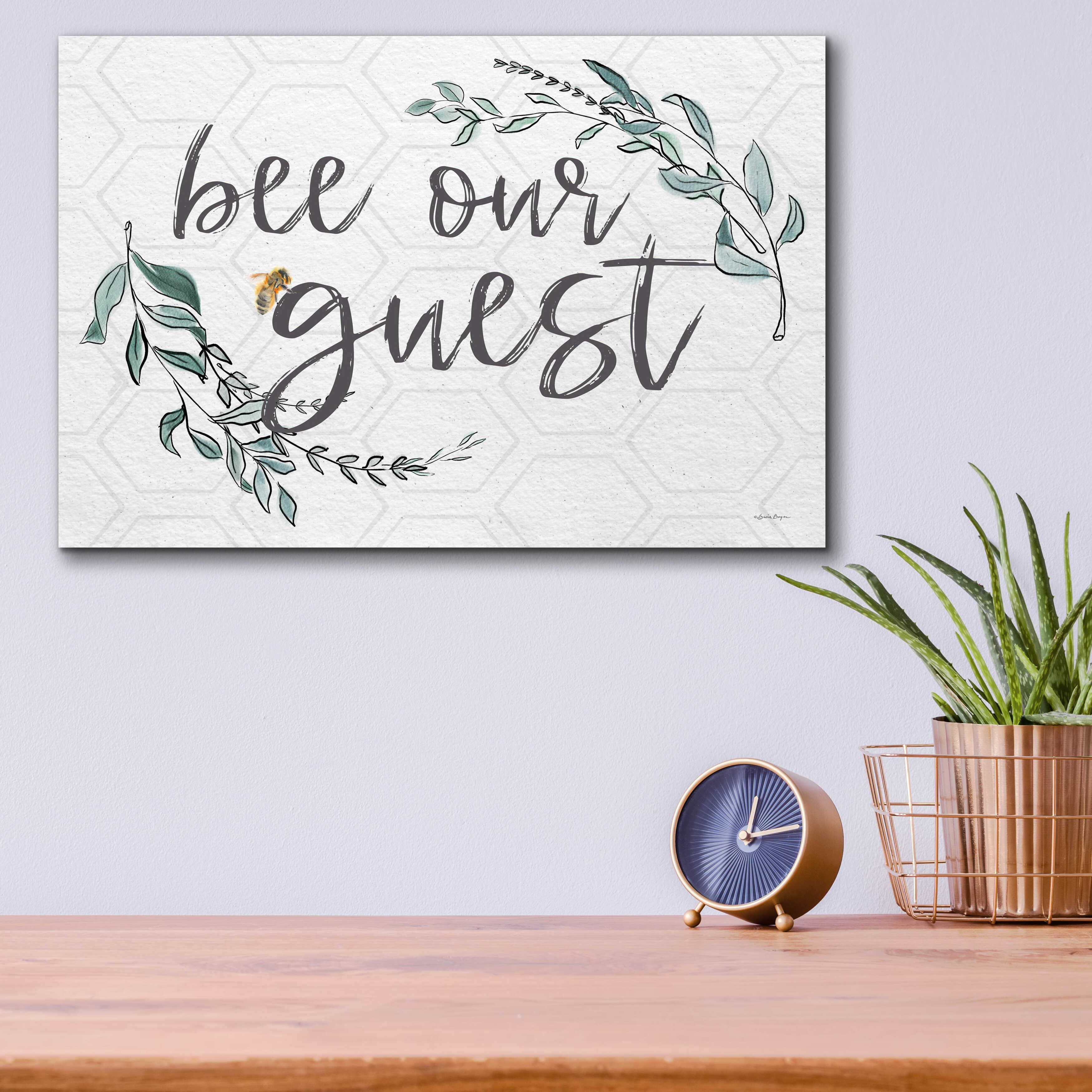 August Grove Epic Art 'Bee Our Guest' By Susie Boyer, Acrylic G Bee Our Guest by Susie Boyer ...